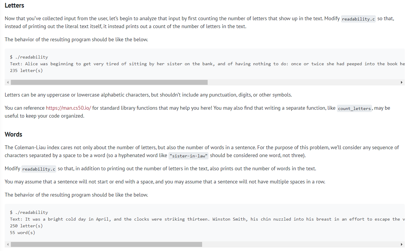 Solved Readability Implement a program that computes the | Chegg.com