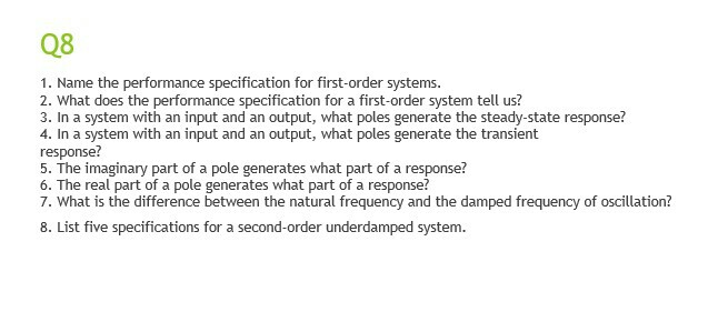 Solved Q8 1. Name the performance specification for | Chegg.com