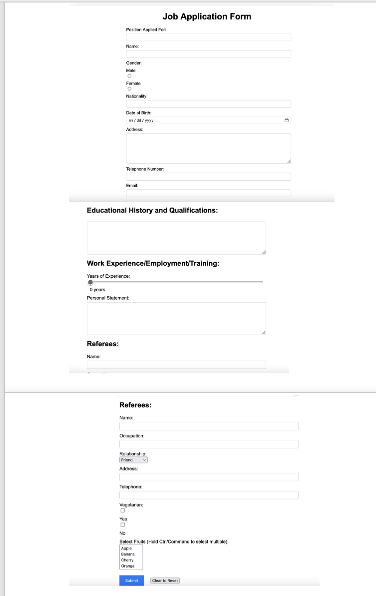 Solved Please make the form below using html and css styling | Chegg.com