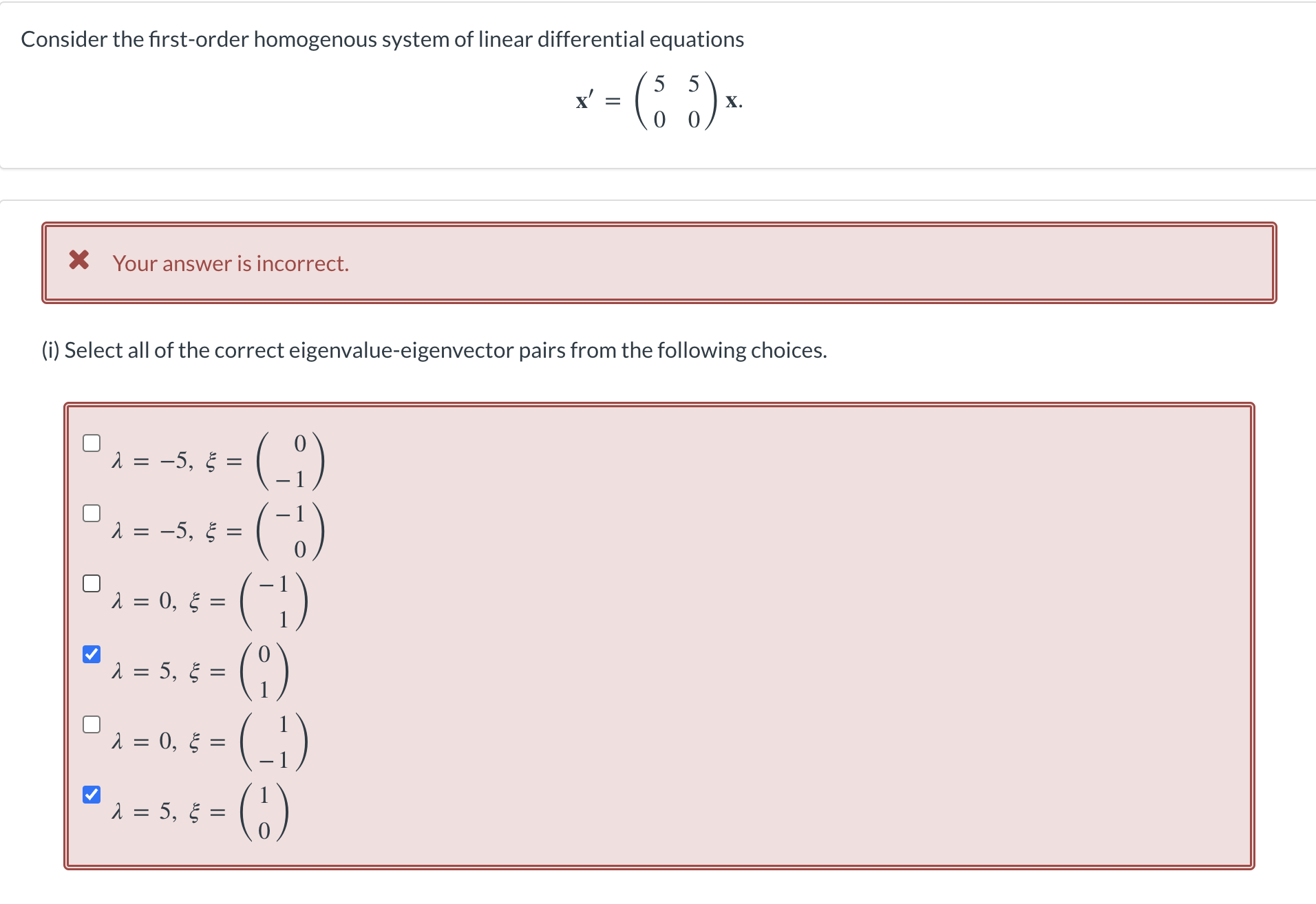 Solved Consider the first-order homogenous system of linear | Chegg.com
