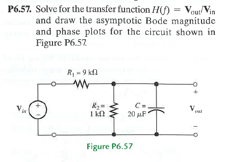 Solved P6.57. Solve for the transfer function H) Vout/Vin | Chegg.com