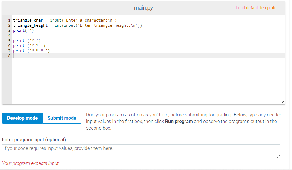 Solved This program will output a right triangle based on | Chegg.com