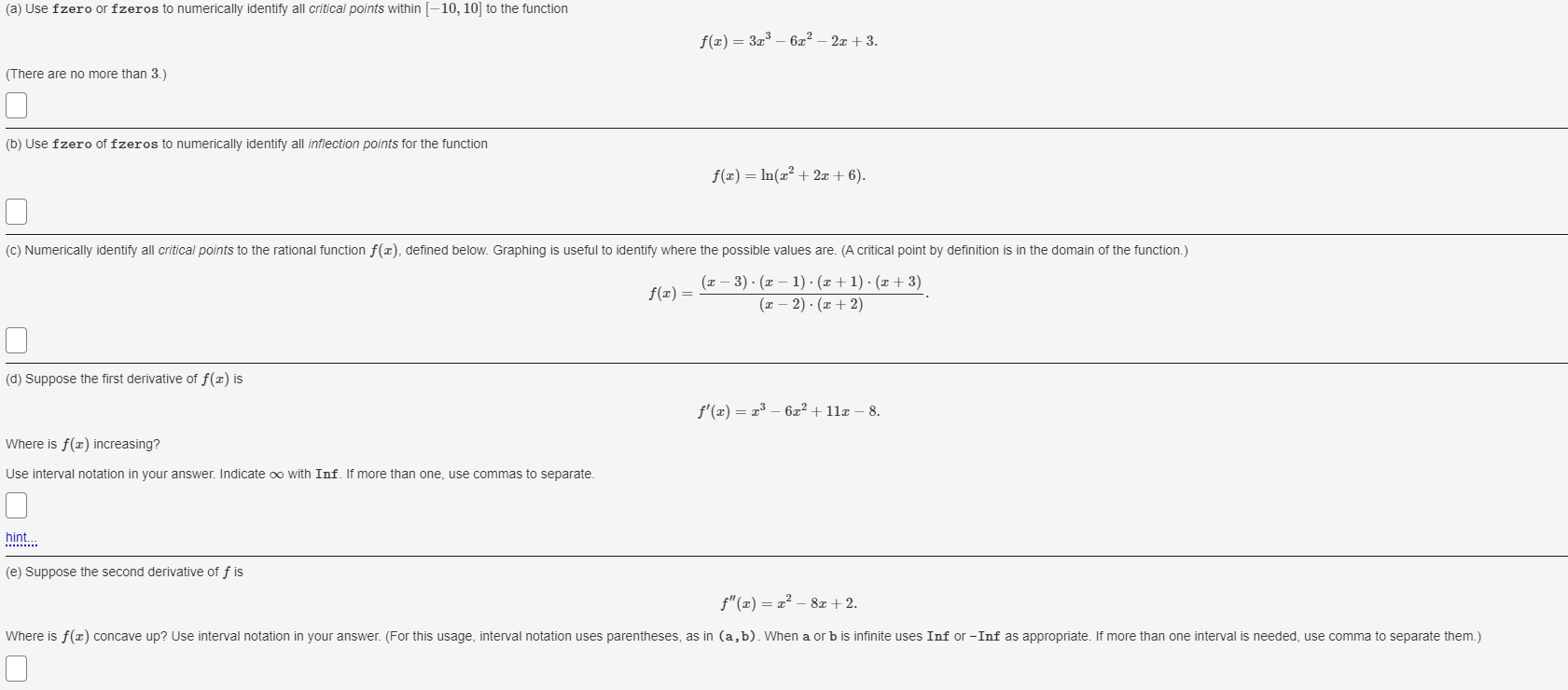 Solved (a) Use fzero or fzeros to numerically identify all | Chegg.com
