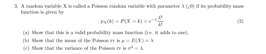 Solved 3, A random variable X is called a Poisson random | Chegg.com