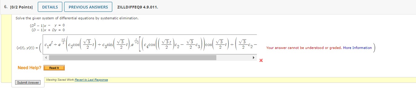 Solved Solve the given system of differential equations by | Chegg.com