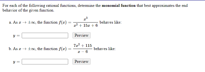 Solved For each of the following rational functions, | Chegg.com