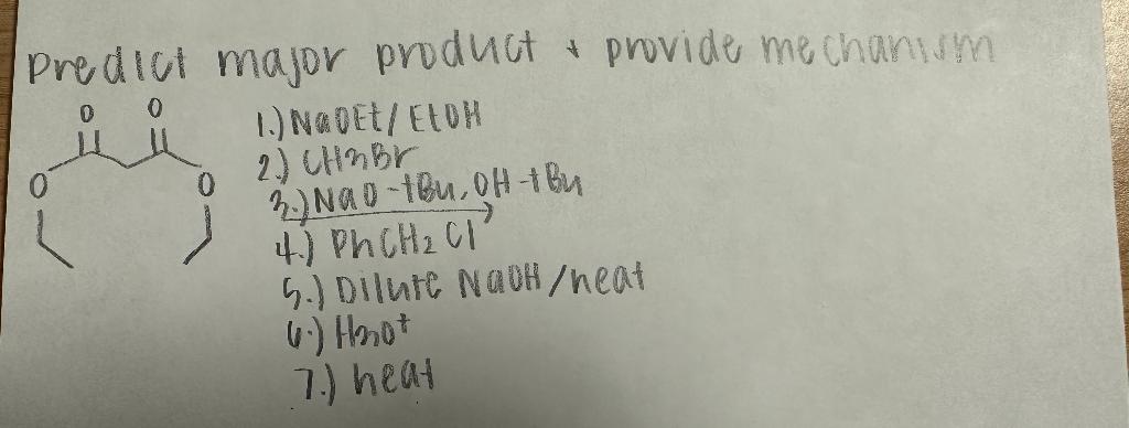 Solved predict major product + provide mechanism 1.) NaOET/ | Chegg.com
