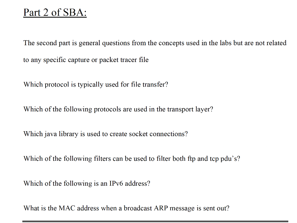 Part 1 of SBA: In this part, there will be a | Chegg.com