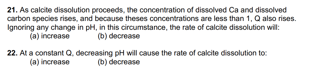 Solved 20 The Rate R Of Calcite Dissolution In Acid