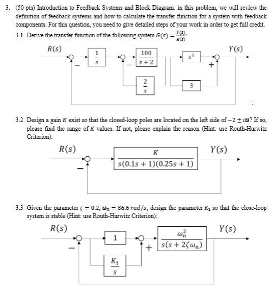 Solved 3. (50 pts) Introduction to Feedback Systems and | Chegg.com