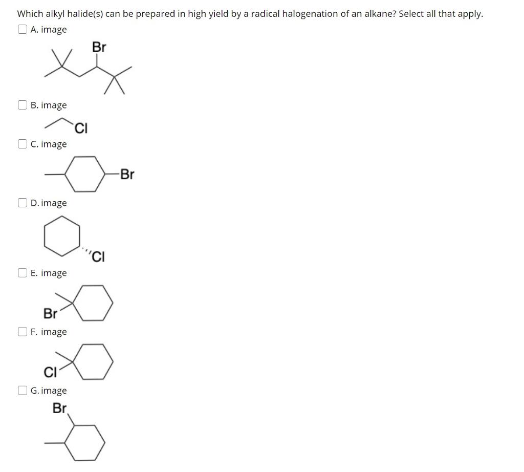 Solved Which alkyl halide(s) can be prepared in high yield | Chegg.com