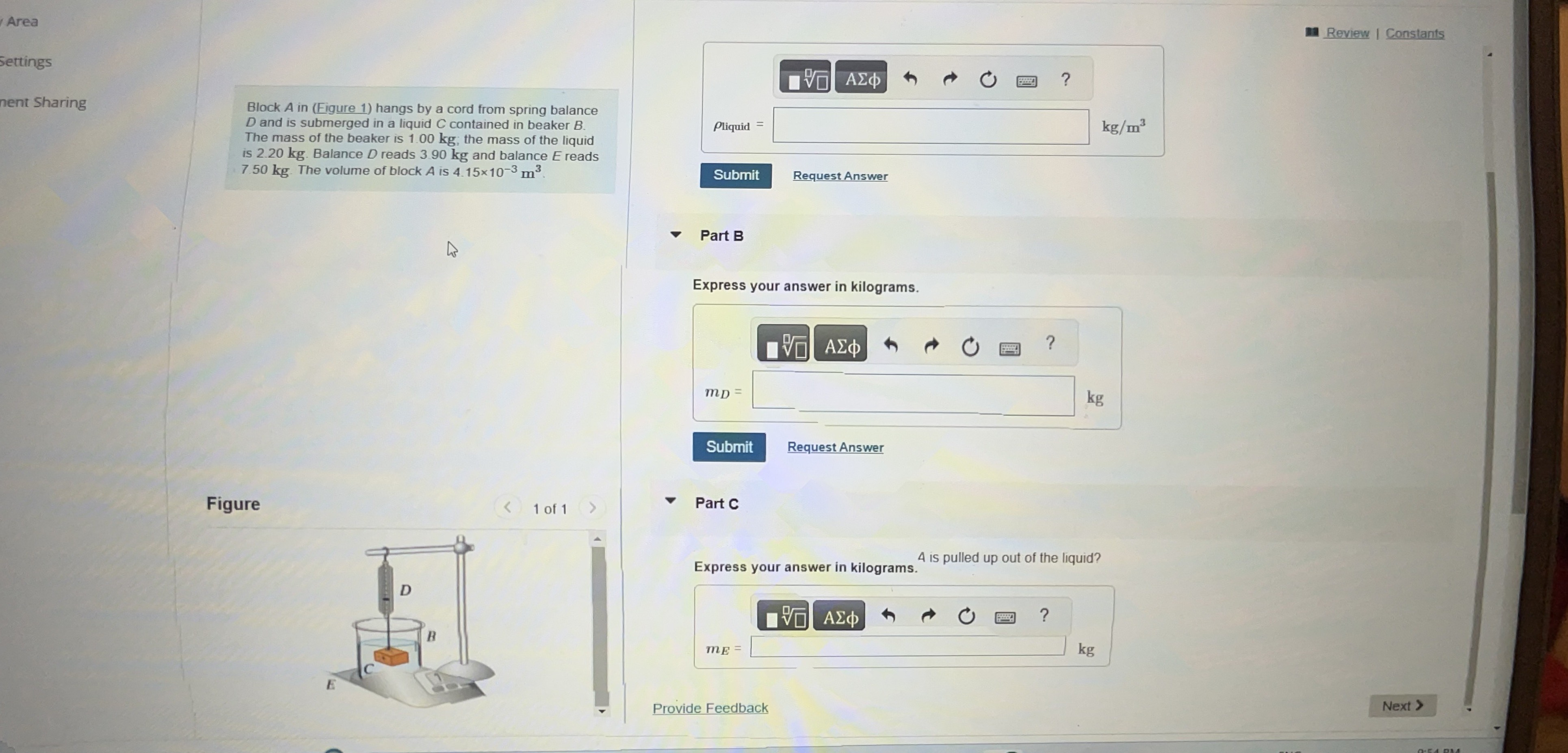 Solved Block A ﻿in (Figure 1) ﻿hangs by a cord from spring | Chegg.com