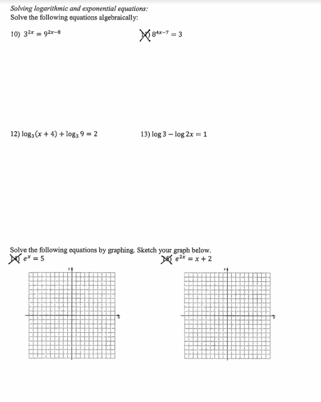 Solved Solving logarithmic and exponential equations: Solve | Chegg.com