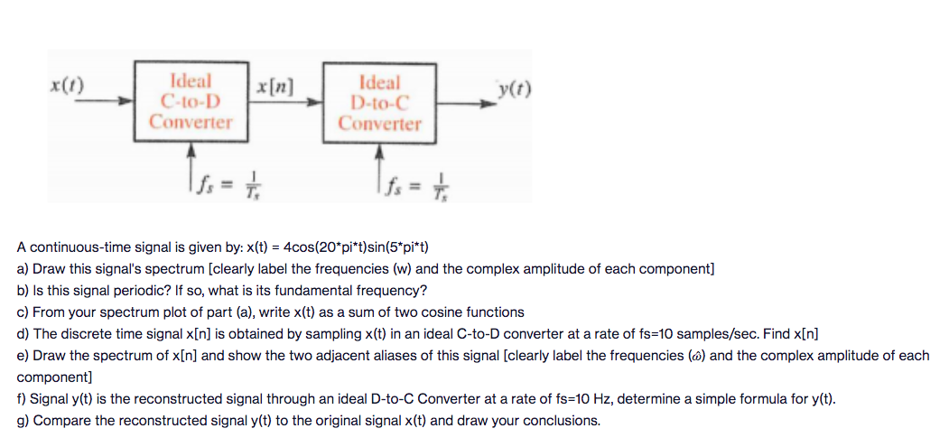 Solved x(1) x[n] Ideal C-to-D Converter y(t) Ideal D-to-C | Chegg.com