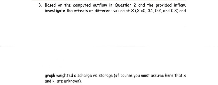 Solved 2. Determine the outflow hydrograph given the inflow | Chegg.com