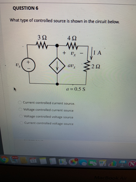Solved QUESTION 6 What type of controlled source is shown in | Chegg.com