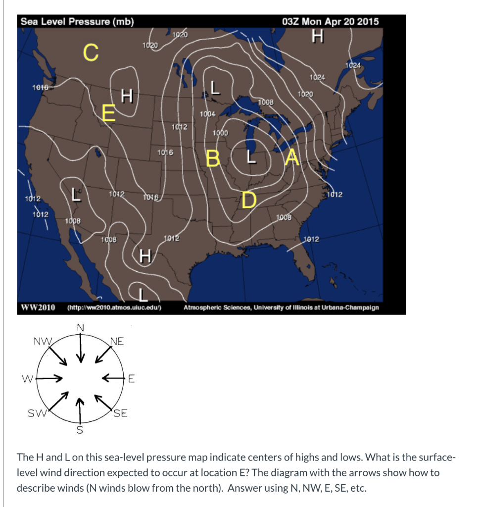 Solved Sea Level Pressure (mb) 102 03Z Mon Apr 20 2015 Н. | Chegg.com