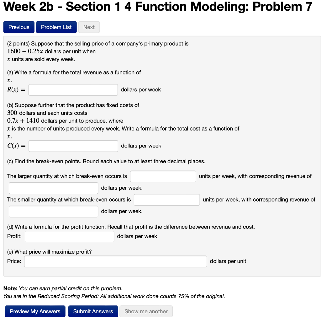 Solved Week 2b - Section 14 Function Modeling: Problem 7 - | Chegg.com