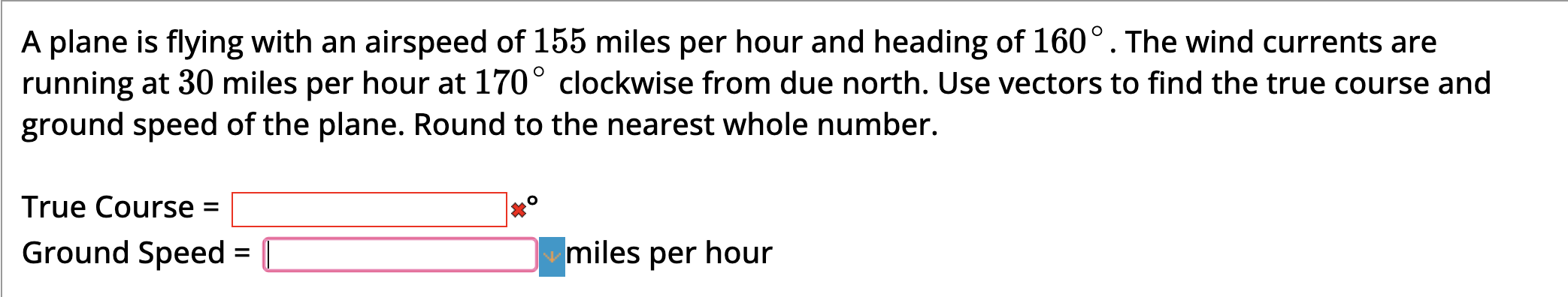 Solved A plane is flying with an airspeed of 155 miles per | Chegg.com