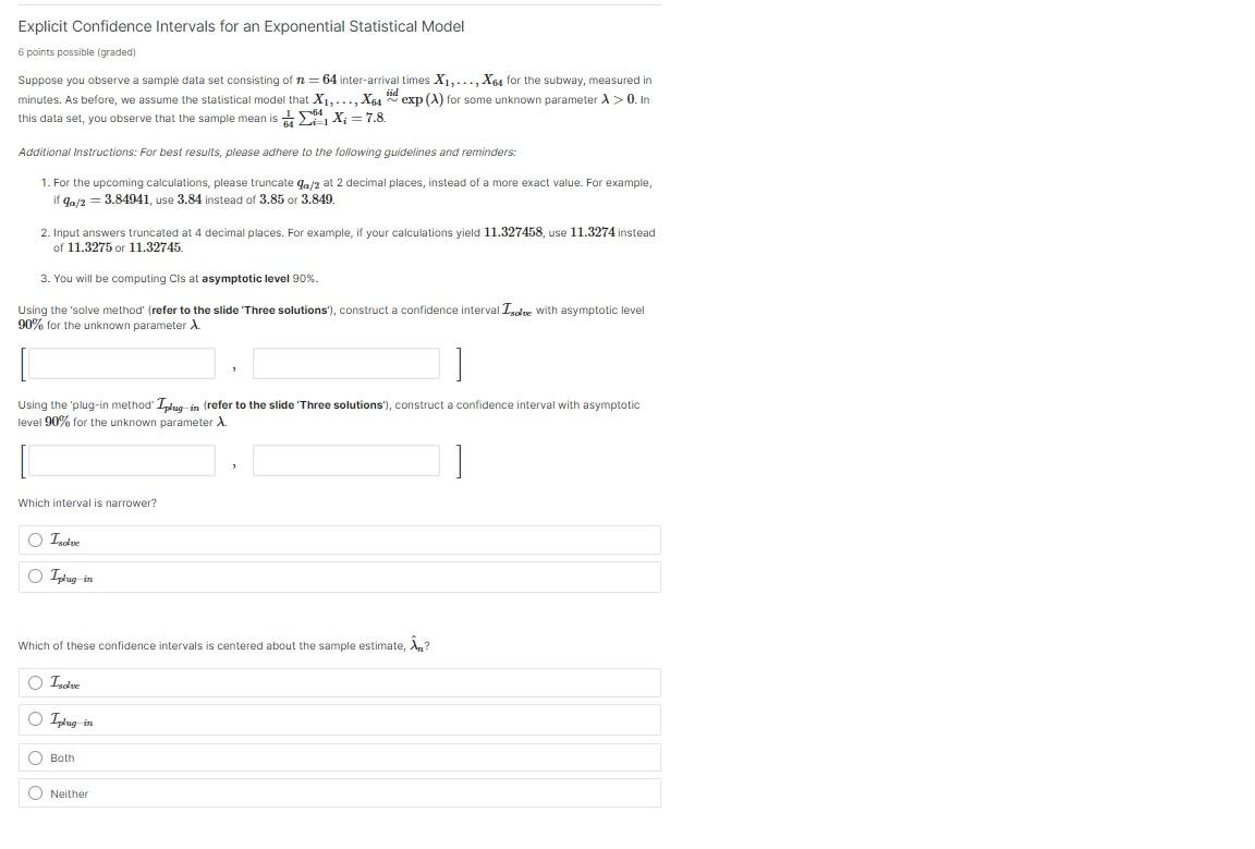 Solved Explicit Confidence intervals for an Exponential | Chegg.com
