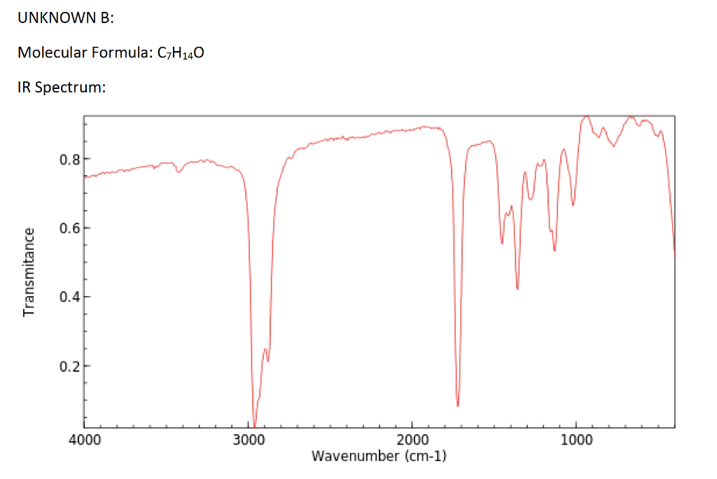 Solved UNKNOWN B: Molecular Formula: C7H140 IR Spectrum: 0.8 | Chegg.com