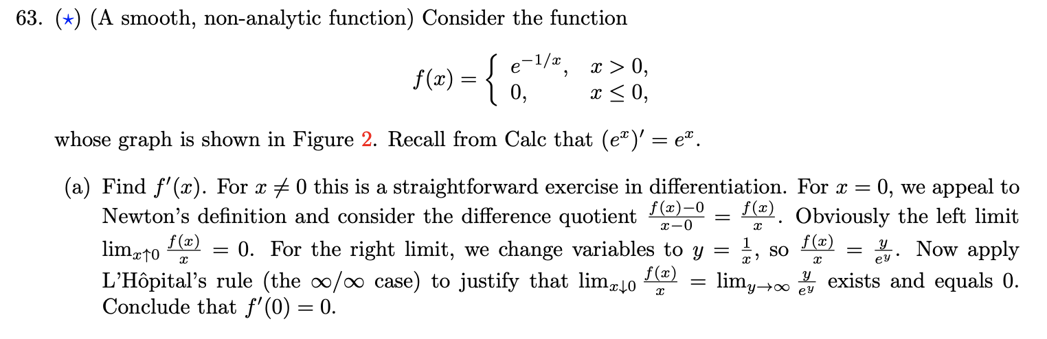 Solved 63. ( ⋆ ) (A smooth, non-analytic function) Consider | Chegg.com