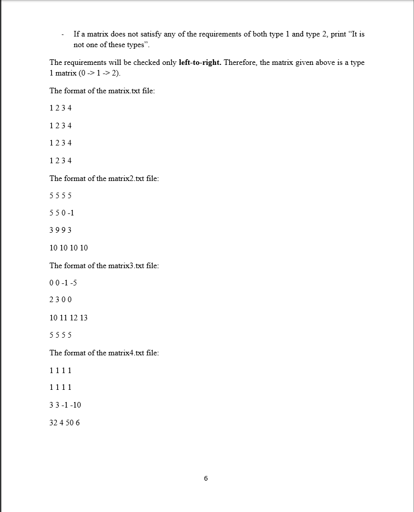 Solved A matrix will be read from the matrix.txt file. Then, | Chegg.com