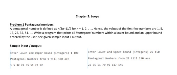 Solved Chapter 5 Loops Problem 1 Pentagonal Numbers A Chegg