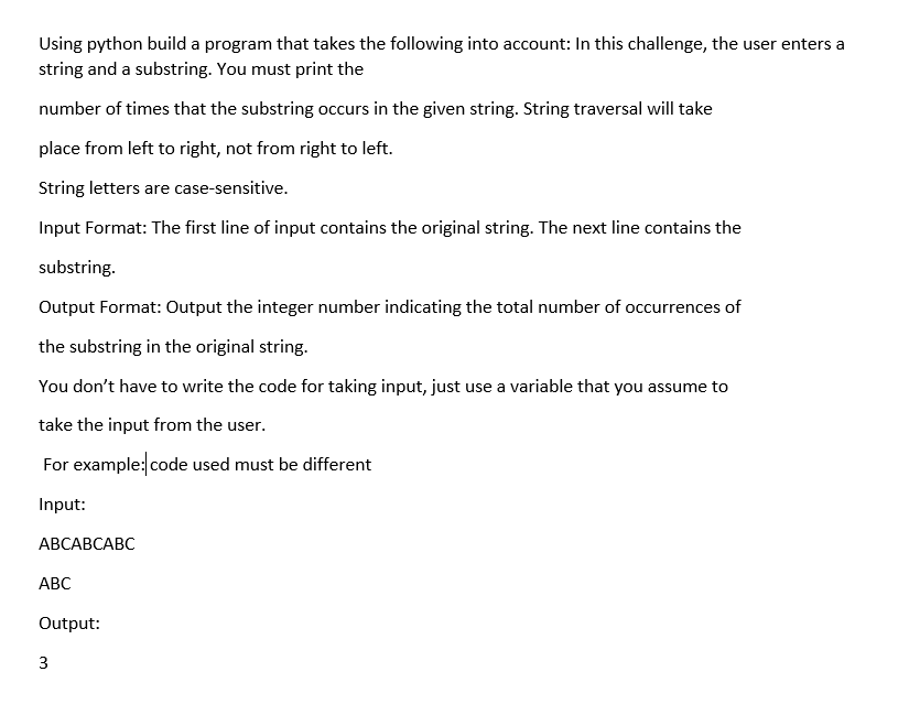 Solved Using Python Build A Program That Takes The Following