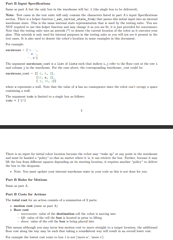 Part B Input Specifications Same as part A but the | Chegg.com