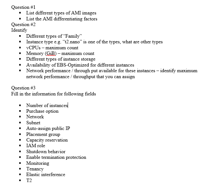 Question #1 : List different types of AMI images • | Chegg.com