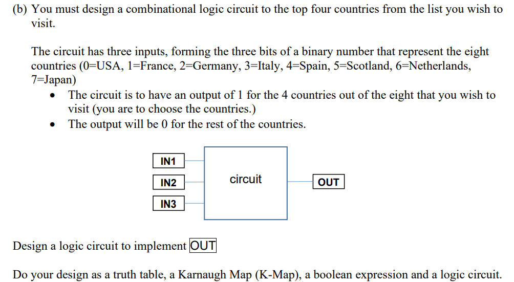 Solved (b) You must design a combinational logic circuit to | Chegg.com
