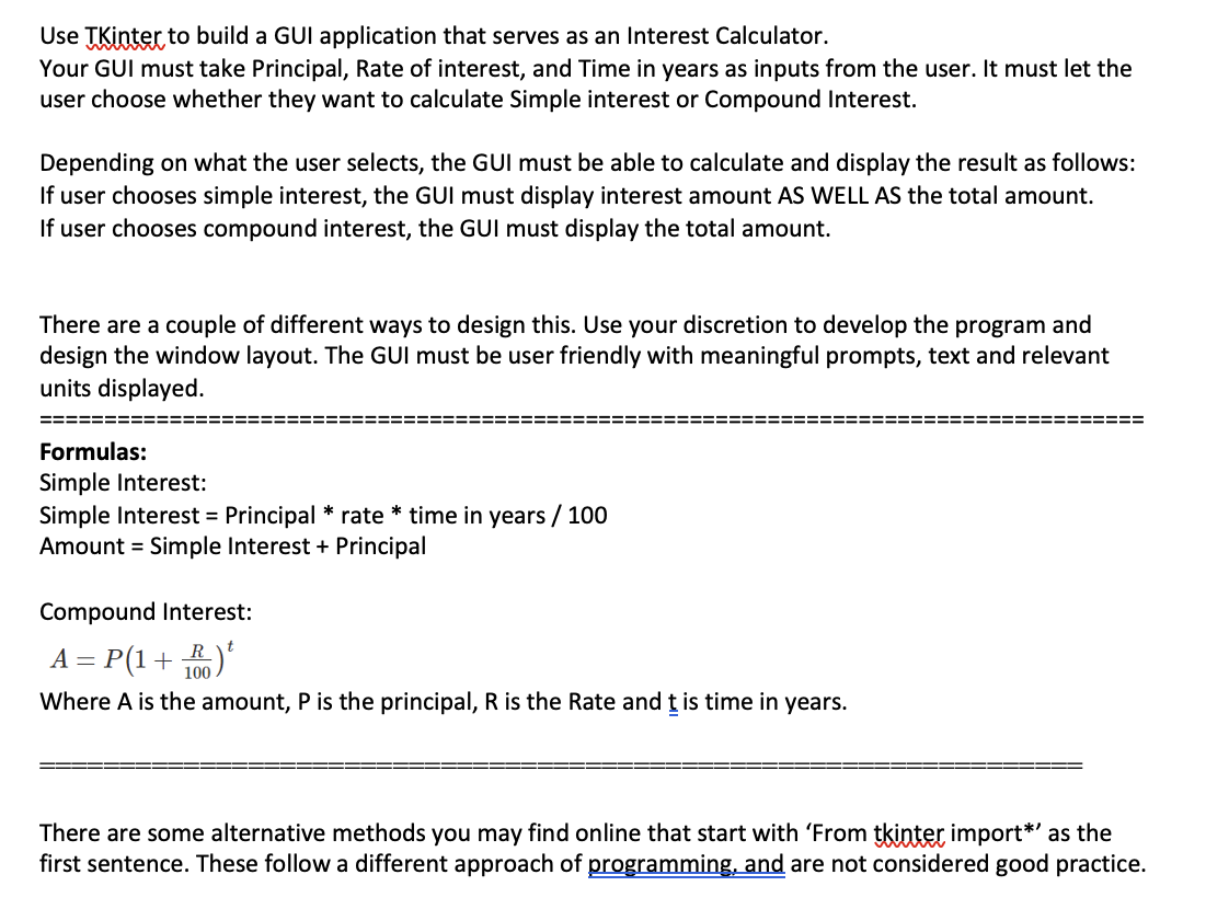 Solved Use Tkinter to build a GUI application that serves as | Chegg.com