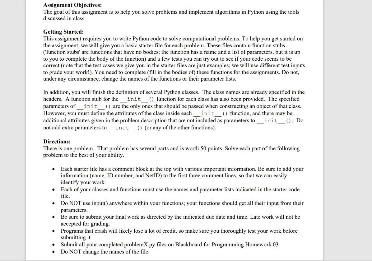 Assignment Objectives: The goal of this assignment is | Chegg.com