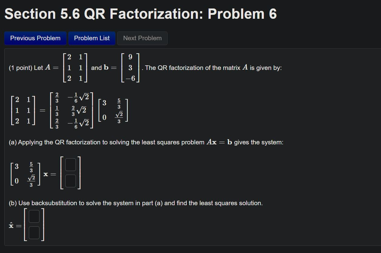 Solved Section 5 6 Qr Factorization Problem 6 Previous