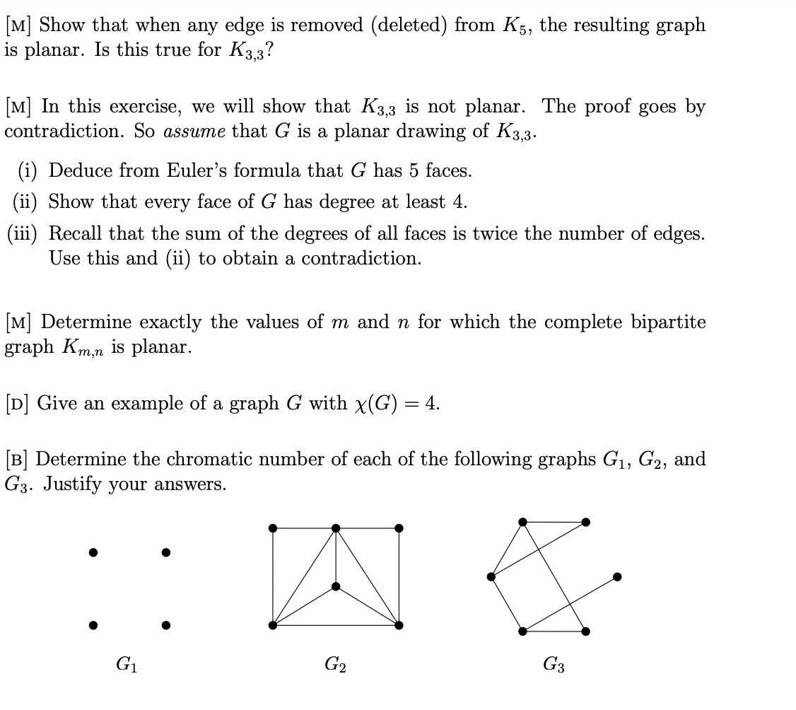 Solved [M] In this exercise, we will show that K3,3 is not | Chegg.com