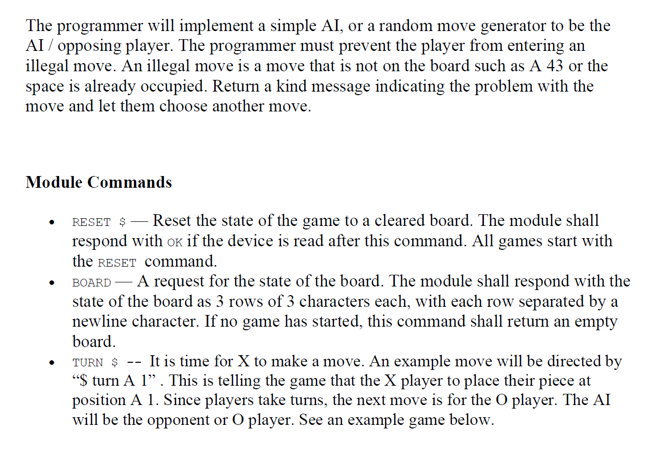 Solved Part 2: Tic Tac Toe (60\% of Project Grade) In part 2 | Chegg.com