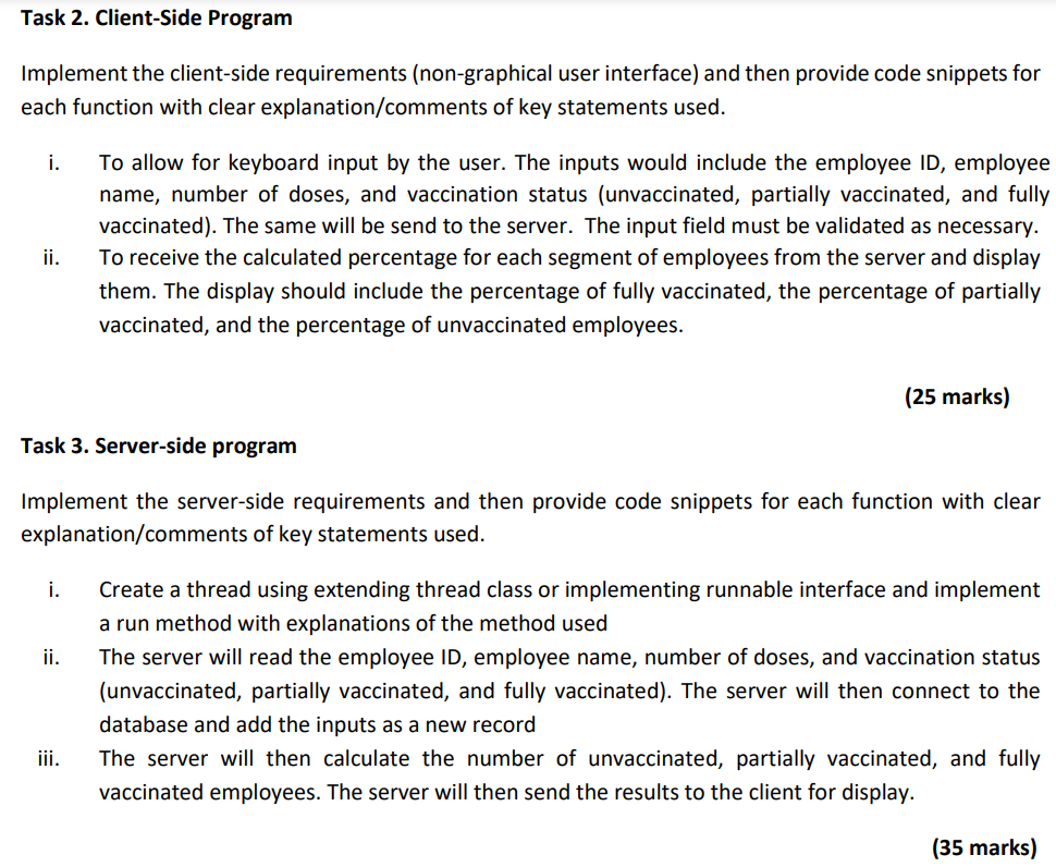 Solved Task 2. Client-Side Program Implement the client-side | Chegg.com