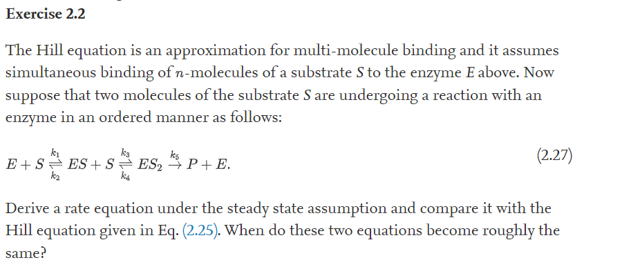 Solved Exercise 2.2 The Hill equation is an approximation | Chegg.com