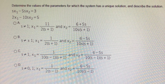 Solved Determine the values of the parameters for which the | Chegg.com