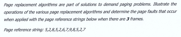 Solved a) optimal page replacement b) least recently used | Chegg.com
