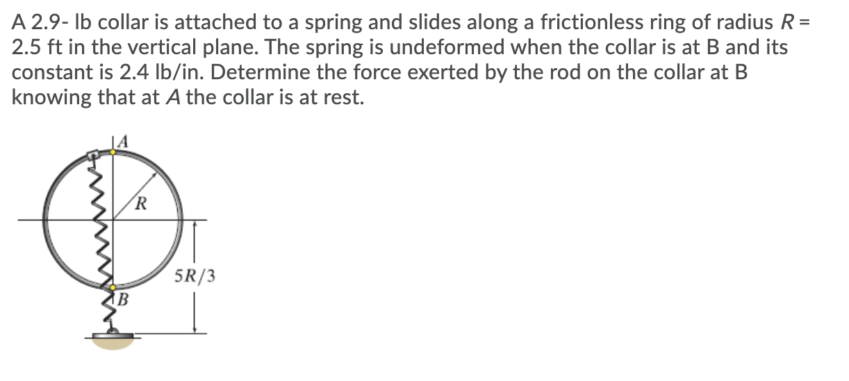 Solved A 2.9-Ib collar is attached to a spring and slides | Chegg.com