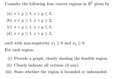 Solved Consider the following four convex regions in R2 | Chegg.com