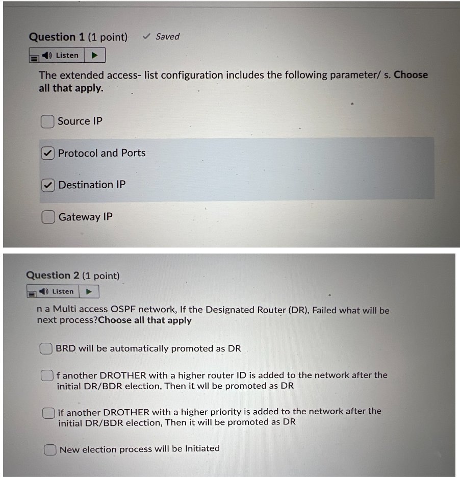 Solved Question 1 (1 point) Saved Listen The extended | Chegg.com