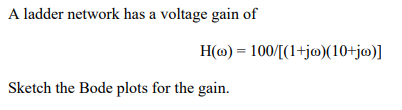 Solved A ladder network has a voltage gain of H(0) | Chegg.com