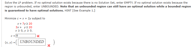 Solved Solve the LP problem. If no optimal solution exists | Chegg.com