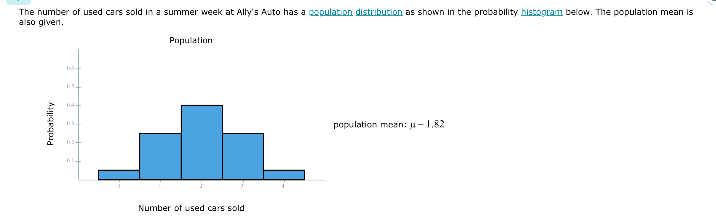 Solved population mean: μ=1.82(b) What would the sampling | Chegg.com