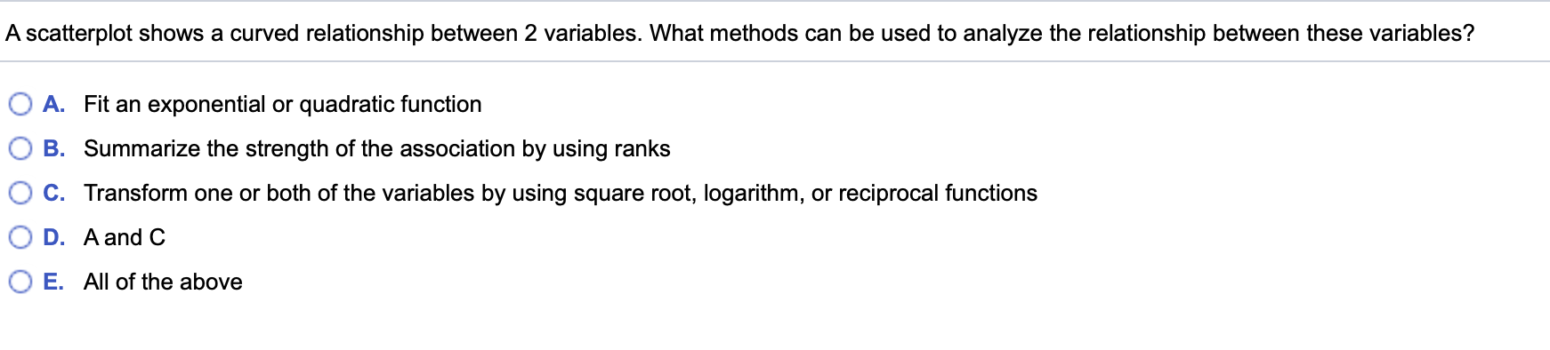 Solved A scatterplot shows a curved relationship between 2 | Chegg.com