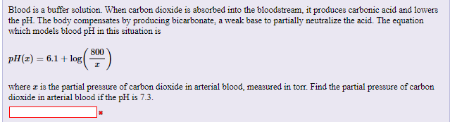 Solved Blood is a buffer solution. When carbon dioxide is | Chegg.com