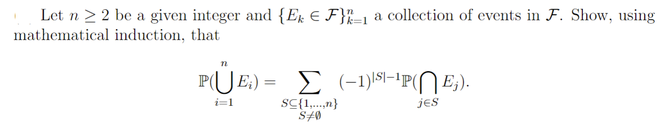 Solved k= Let n > 2 be a given integer and {Ek E F}=1 a | Chegg.com